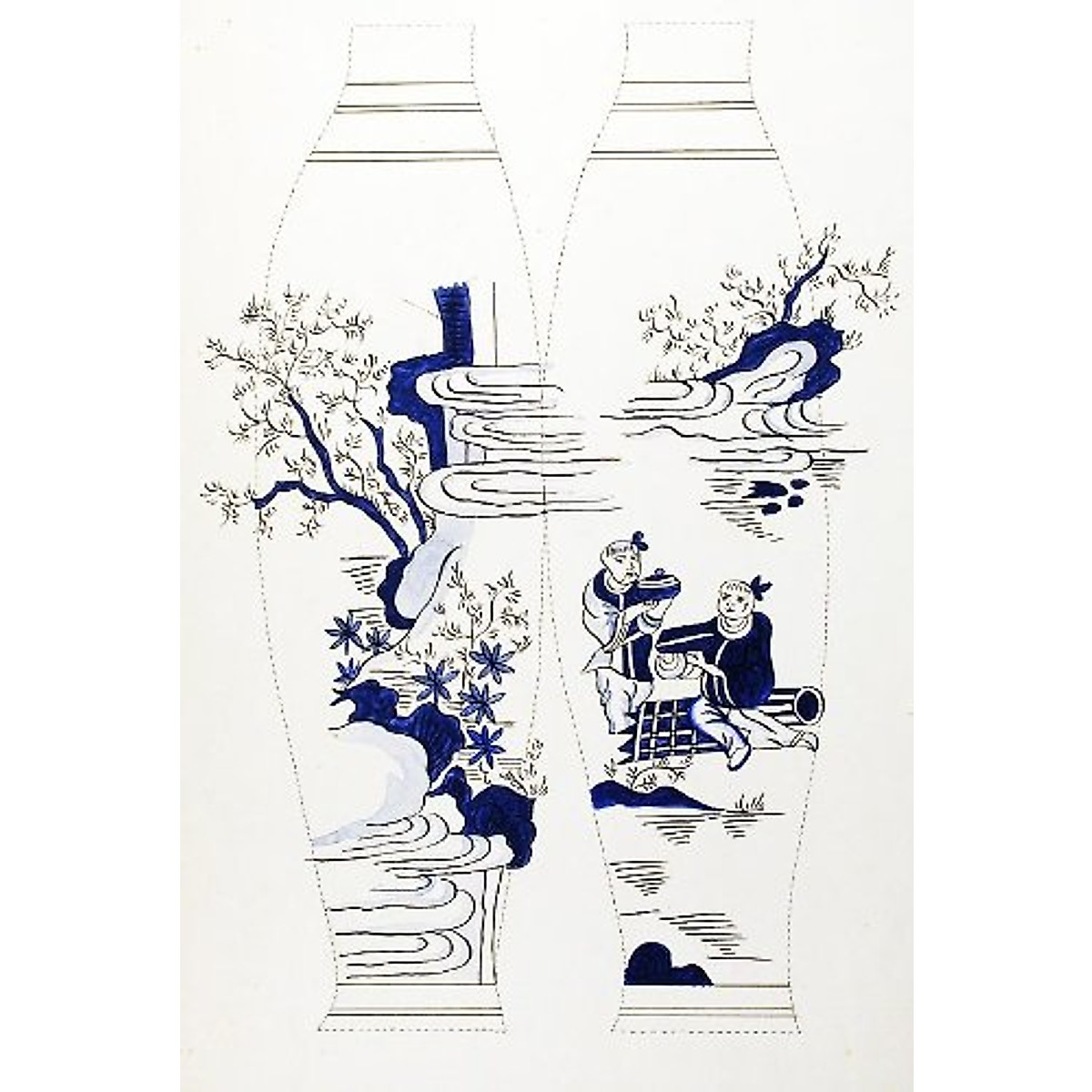 An original design for two porcelain vases