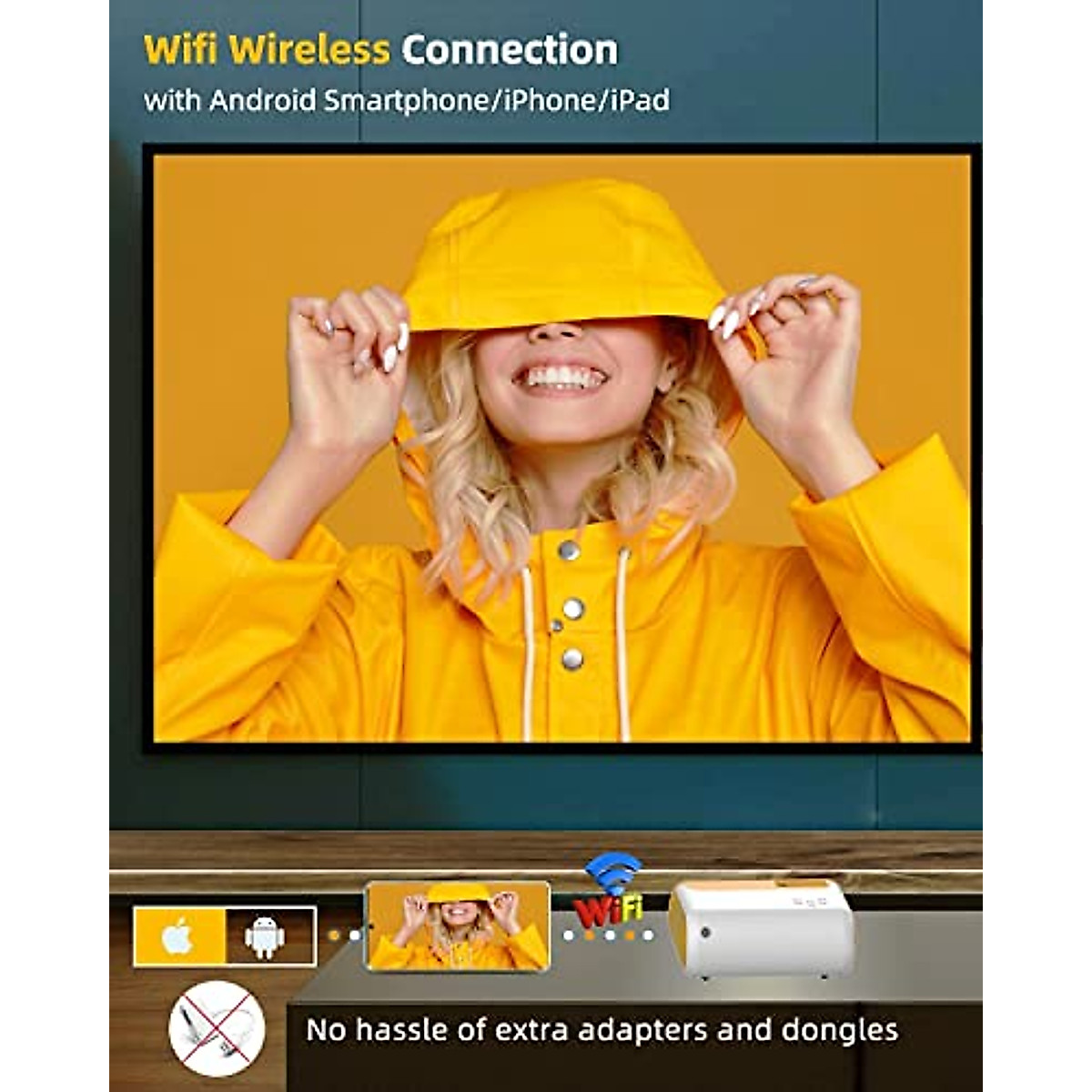 Mini WiFi Projector with 100 inch Screen Portable