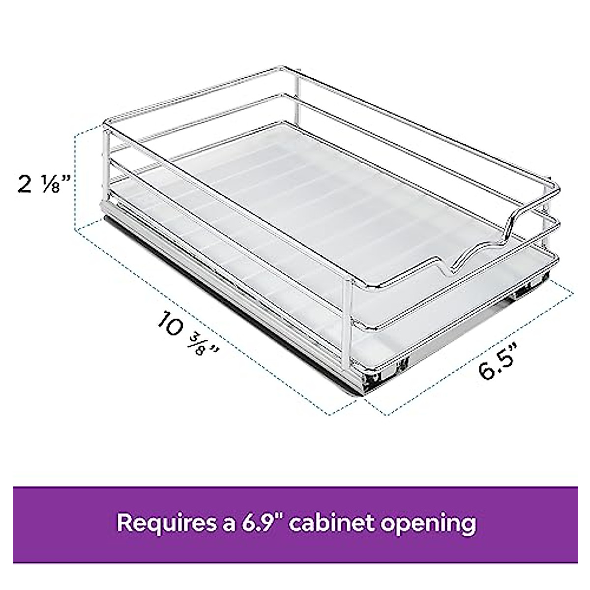 HOLD N' STORAGE Premium Pull-Out Spice Rack - 6.5"Wx10.5"D - Anti-Rust Chrome Finish - Heavy Duty with 5-Year Limited Warranty- Fits 2 Rows of Standard Spice Jars