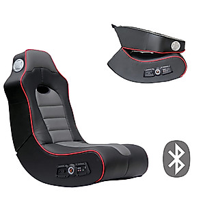 X Rocker Surge Video Gaming Floor Chair with Built-In Wireless Bluetooth Audio, Foldable, Padded Backrest, Faux Leather, 275 lbs Max, Black and Red