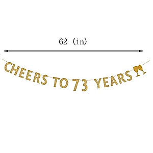 MAGJUCHE Gold glitter Cheers to 73 years banner,73th birthday party decorations