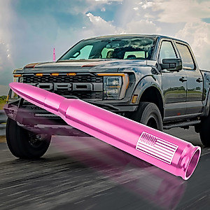 Upgrade American Flag Car Bullet Antenna,Truck Exterior Accessories Antenna Toppers Compatible with GMC,Chevy Silverado,Dodge,Ford,Jeep Antenna Replacement (Premium Pink - U.S. Flag)
