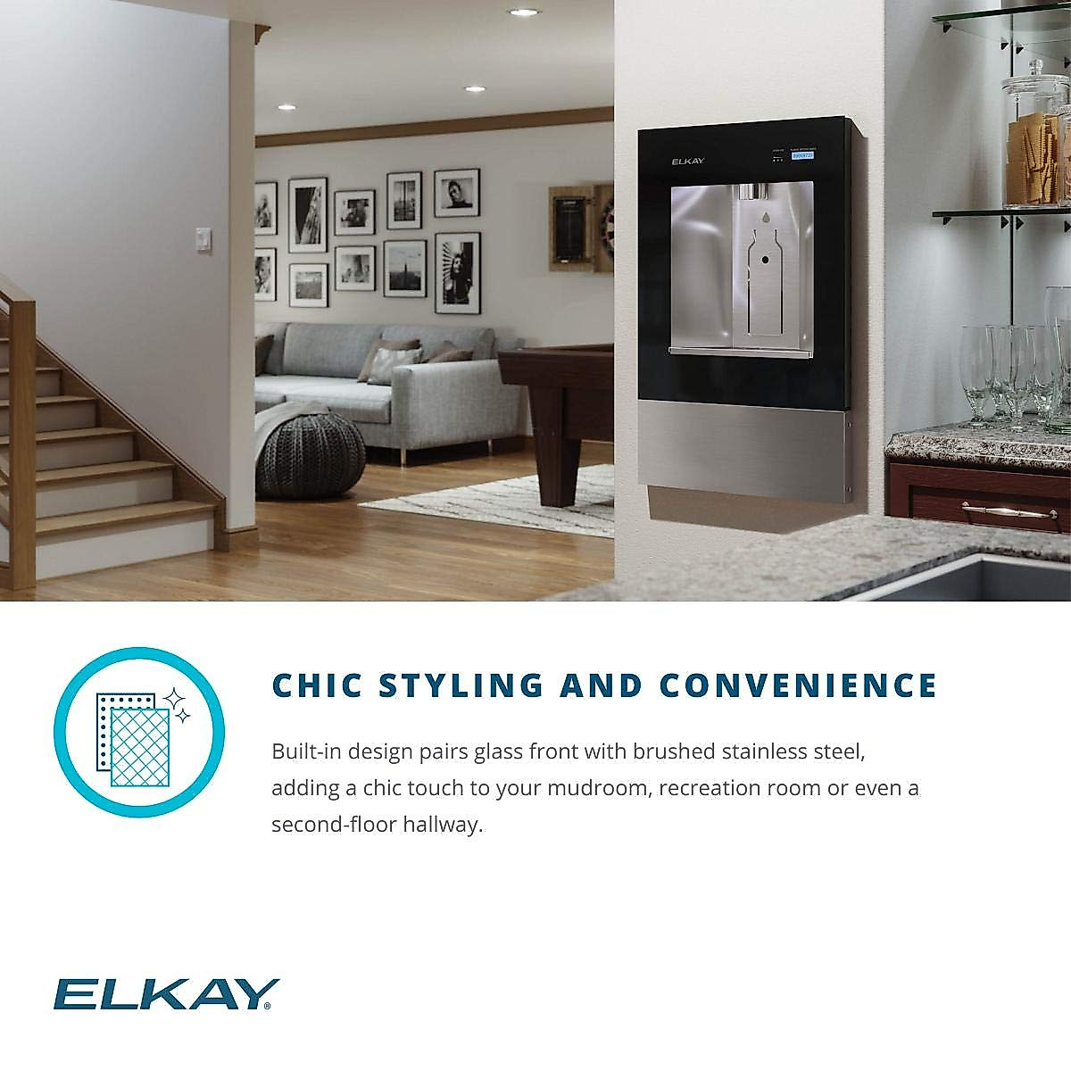 Elkay LBWD06WHK ezH2O Liv Built-in Filtered Water Dispenser, Remote Chiller, Aspen White