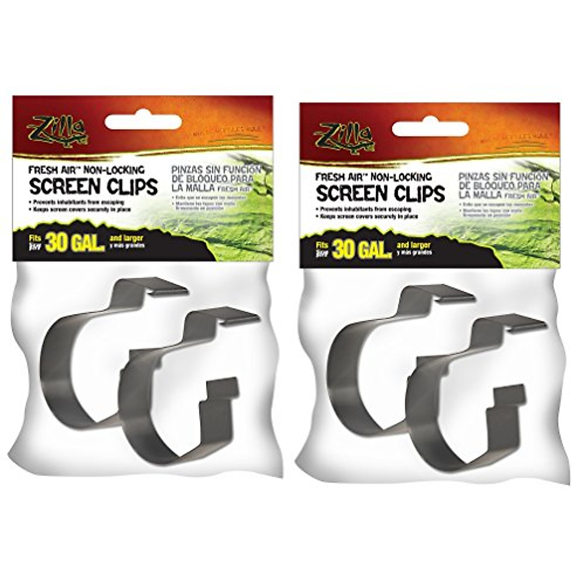 (4 Pack) Zilla Reptile Terrarium Covers Non-Locking Screen Clips, 30G+