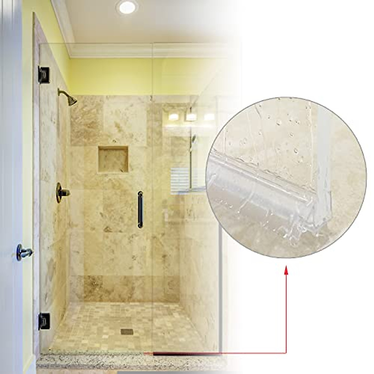 ZNCZHZN Shower Door Bottom Seal, 2-Pack Frameless Door Seal for 3/8 Inch Glass - 39 Inch Ultra Clear Shower Door Seal Strip, Stop Shower Leaks and Create a Water Barrier(3/8" x 39", 10mm)