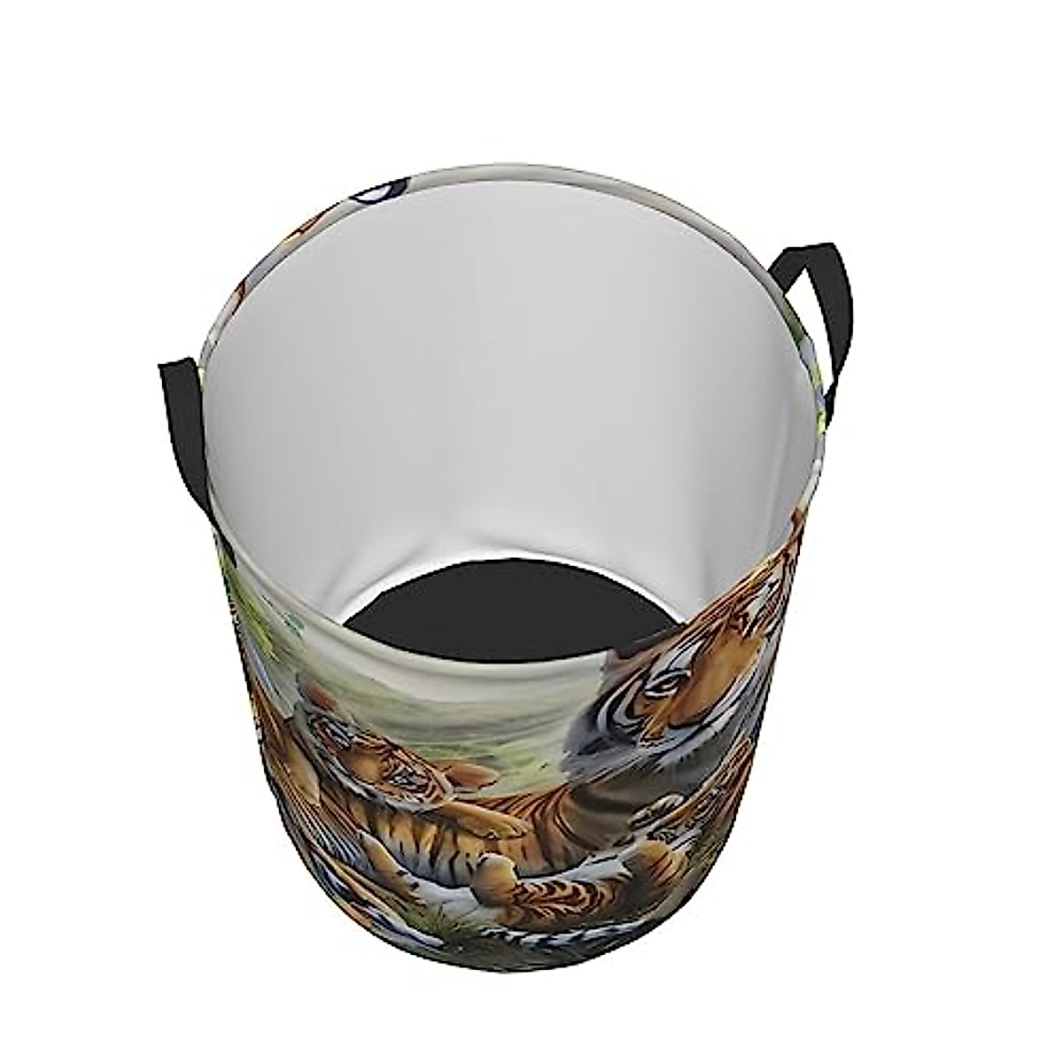 Jungle Tigers Cub Laundry Basket Protable Circular Laundry Hamper Storage Bin Organizer With Handles For Bathroom,Bedroom Clothes