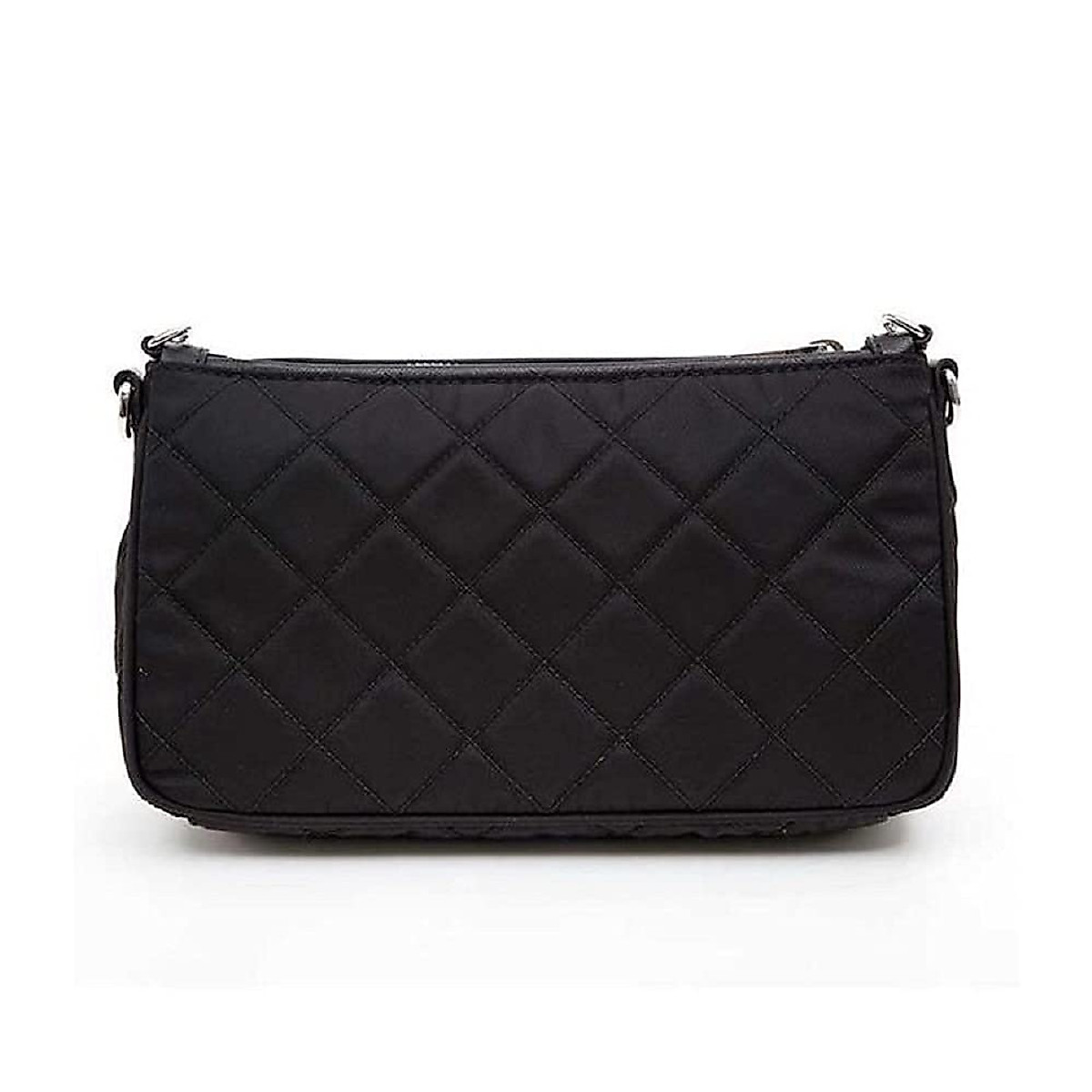 Prada Quilted Tessuto Nylon Chain Black Convertible Shoulder Bag 1BH026