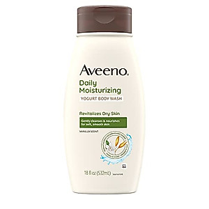 Aveeno Daily Moisturizing Yogurt Body Wash with Soothing Prebiotic Oat & Vanilla Scent, Gentle Daily Body Cleanser Nourishes Dry Skin With Moisture, Paraben, Soap & Dye-Free, 18 fl. oz (Pack of 3)