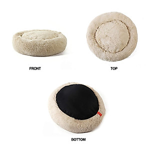 JMHUND Donut Dog Beds for Medium Dogs,Washable Large Dog Bed Calming Cuddler,Fluffy Round Pet Bed,Faux Fur Small Cat Bed.