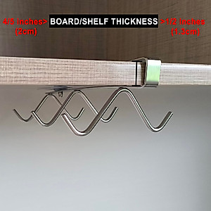 OMBIZNY 6 Hooks Under Cabinet Mug Holder for Coffee Cups and Kitchen Utensils, Silver