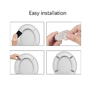 JAKOUE 12-Piece Universal Toilet Seat Bumpers Kit (12-long)- Strong Adhesive Rubber Pads for Replacement and Protection of Toilet Seats in Homes, Hotels, Hospitals, and Schools