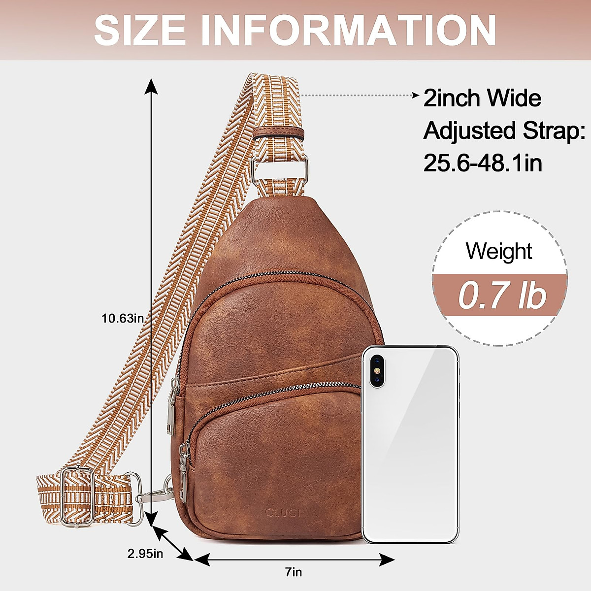 CLUCI Small Sling Bag for Women, Vegan Leather Fanny Pack Crossbody Bags for Women, Chest Bag With Guitar Strap