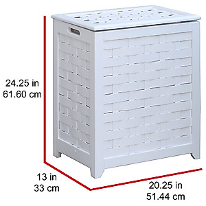 Oceanstar RHV0103W Rectangular Veneer Laundry Wood Hamper, White Finished