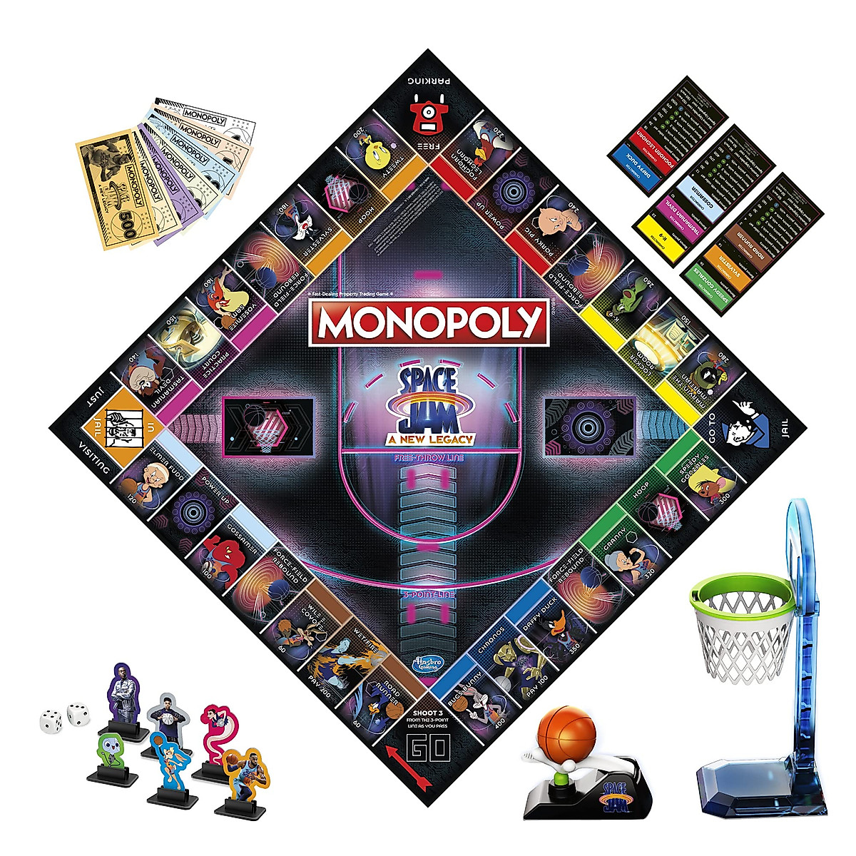 Monopoly: Space Jam A New Legacy Edition Family Board Game, Strategy Game, Kids Ages 8 and Up, Lebron James Space Jam Game, Shoot Hoops