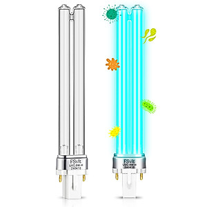 Qualirey 2 Pcs 9W UV Bulb 9 Watt G23 2 Pin Base Replacement UV Light Bulb 9W UV UVC PL-S9 TUV Germicidal Bulb for Outdoor Pond Aquarium