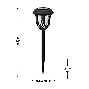 Flash Furniture Hess 8 Pack LED Solar Lights - All-Weather Black Tulip Style Outdoor Solar Powered Lights - Landscape Lighting for Pathway, Garden, & Yard