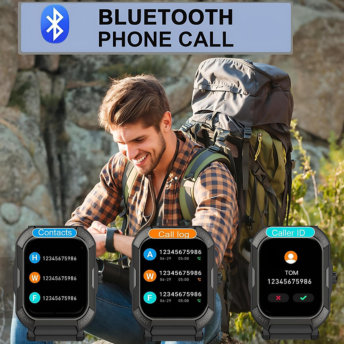 1.91'' Military Smart Watch for Men Phone Call (Dial/Receive) Smartwatch, Fitness Tracker, Compatible for Android iOS Phones, 113 Sport Modes Activity Health Monitor Notification/Reminder