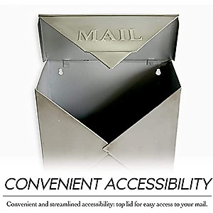 NACH Mailboxes for Outside Wall Mount, 10 x 10 x 4 inch Antique Silver Mail Boxes for House Outside, Waterproof Mailboxes for Outside - Chicago Style Mail Box
