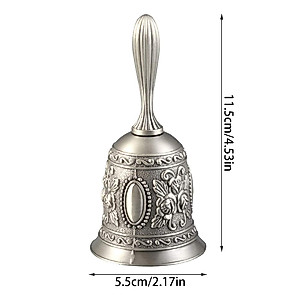 MOTZU 2 Pieces Hand Bells, Metal Jingle Service Call Bell Brass Wedding Bells, Extra Loud Multi-Purpose Held Dinner Bell for Decoration, Alarm, School Church Classroom, Bar(Gold & Silver)