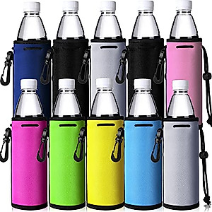 10 Pack Neoprene Water Bottle Sleeves Insulators Beverage Bottle Can Sleeves Covers 16 17 oz Coolers Holder Non Slip Water Bottle Cover Sleeve
