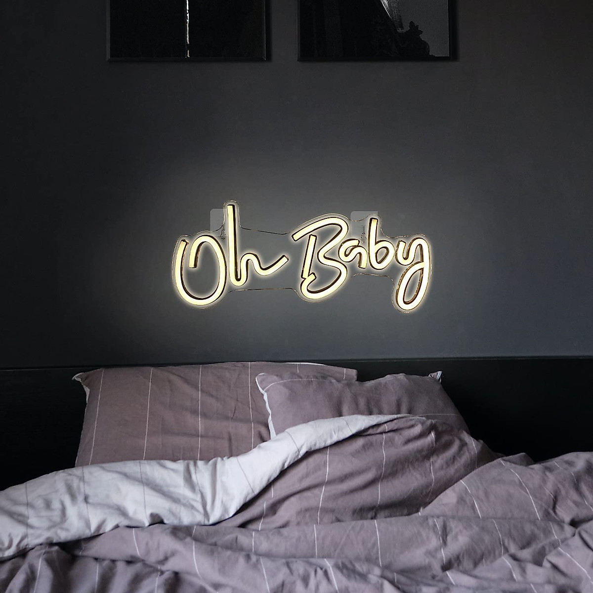 Lucunstar Neon Light Oh Baby Warm White Neon Sign for Wall Decor Neon Lights Sign Oh Baby Word LED Neon for Nursery Bedroom Game Room Club Bar Wedding Party,Room Decor(16.5"X6.9")