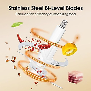 Food Processors,VASTELLE Electric Food Chopper with Bi-Level Blades, Meat Grinder and Vegetable Chopper for Baby Food, Meat, Onion, Nuts, 8 Cup BPA-free Glass Bowl, 2 Speed, Grey