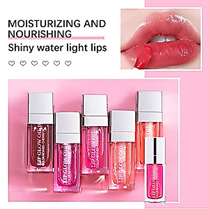 Plumping Lip Oil, Hydrating Lip Gloss Tinted Lip Balm Lip Care Transparent Toot Lip Oil, Long Lasting Nourishing Lip Glow Oil Non-sticky Big Brush Moisturizing Glossy Primer Lip Tint (007# Raspberry)