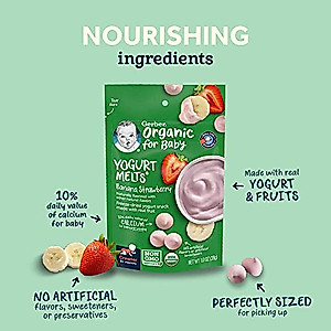 Gerber Baby Snacks Organic Yogurt Melts, Banana & Strawberry, 1 Ounce