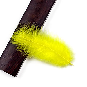 200pcs 4-6 Inches Fluffy Turkey Marabou Feathers for Crafts Dreamcatcher Fringe Trim Colored Feathers Accessories Pack (Yellow)