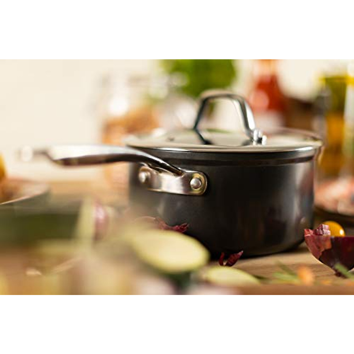 Kuhn Rikon Easy Pro Non-Stick Saucepan with Glass Lid, 7.05 inch/18 cm