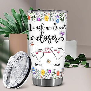 NAHOTICQ Personalized Bestie Mug - Friendship Gift For Bestie, Best Friends, Sisters - I Wish We Lived Closer Custom Name 3D Effect Tumbler - Long Distance Going Away Gifts For BFF, Friend, Women