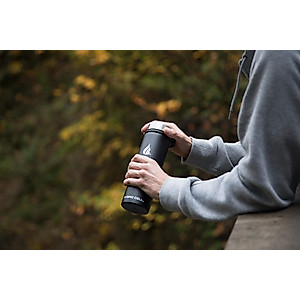 HYDRO CELL Stainless Steel Insulated Water Bottle with Straw - For Cold & Hot Drinks - Metal Vacuum Flask with Screw Cap and Modern Leakproof Sport Thermos for Kids & Adults (Black 24oz)