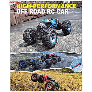 BEZGAR 1:14 Scale 4WD RC Crawler Truck - 15 Km/h All Terrain Electric Toy Car with Rechargeable Battery for Kids, Teens and Adults