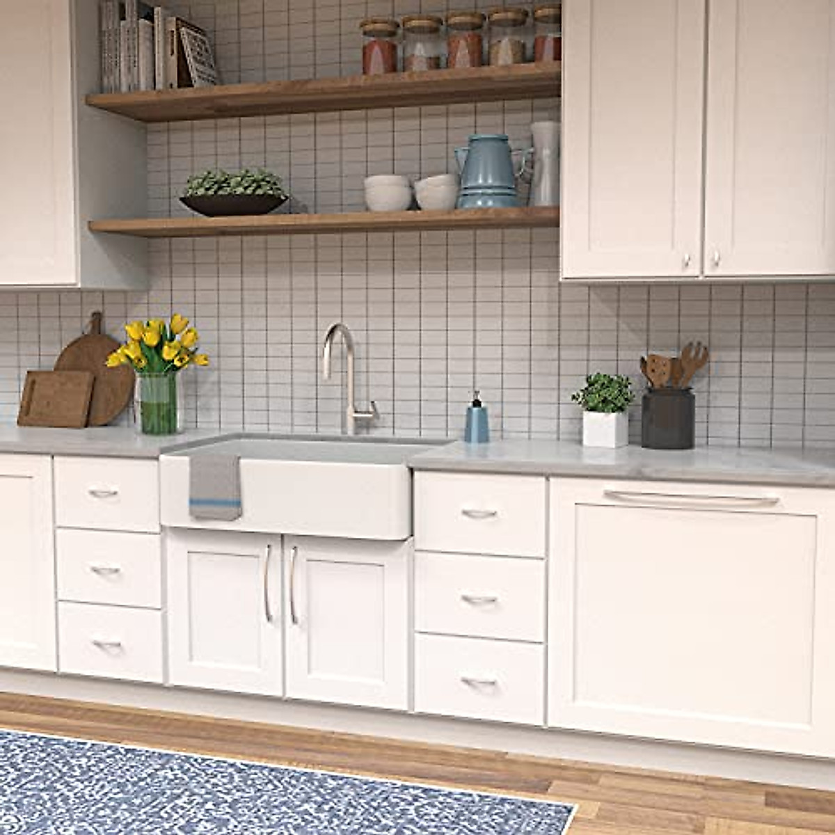 Hickory Hardware 1 Pack Solid Core Kitchen Cabinet Pulls, Luxury Cabinet Handles, Hardware for Doors & Dresser Drawers, 5-1/16 Inch (128mm) Hole Center, Stainless Steel, Greenwich Collection