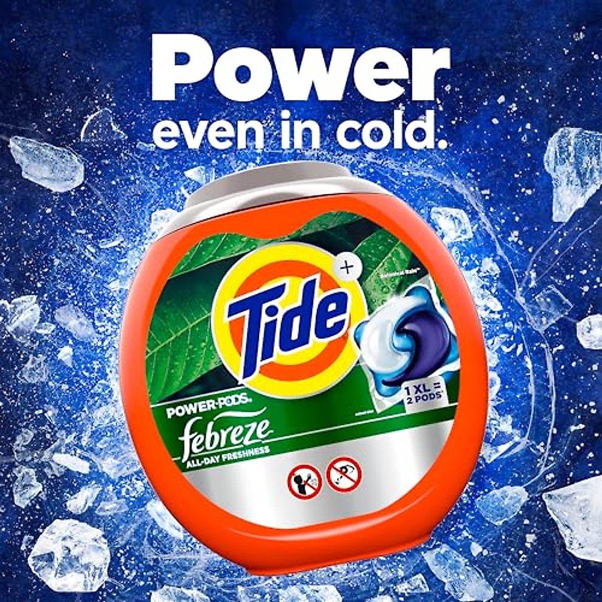 Tide Power Pods Laundry Detergent Pacs with Febreze Freshness with Odor Eliminators, Botanical Rain Scent, 45 Count