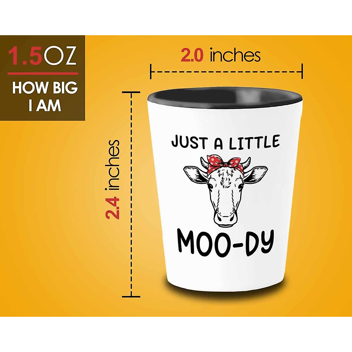 Bubble Hugs Farmer Shot Glass 1.5oz - Just a little moo-dy - Funny Farmer Gifts for Men Vintage Stuff Adult Cow Tractor Chicken Guy Farming