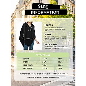 Ferand Women’s Loose Fitting Poncho Cape Shawl with Stylish Horn Buttons, V Neckline and V Hem, Navy blue