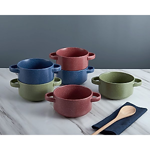Pfaltzgraff Double Handled Bowls, Set Of 6, 26-Ounce, Multicolor