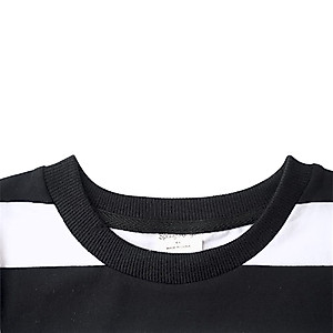 Spring&Gege Boys' Long Sleeve Striped T-Shirt Crew Neck Tees, Black and White Stripes, 9-10 Years