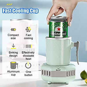 Normia Rita 36℉～60℉ Electric Beverage Cup Cooler for Home/Office, Desktop Mini Fridge Quick Cooling Cup Drink Chiller for Beer Juice Milk Coffee (White-)
