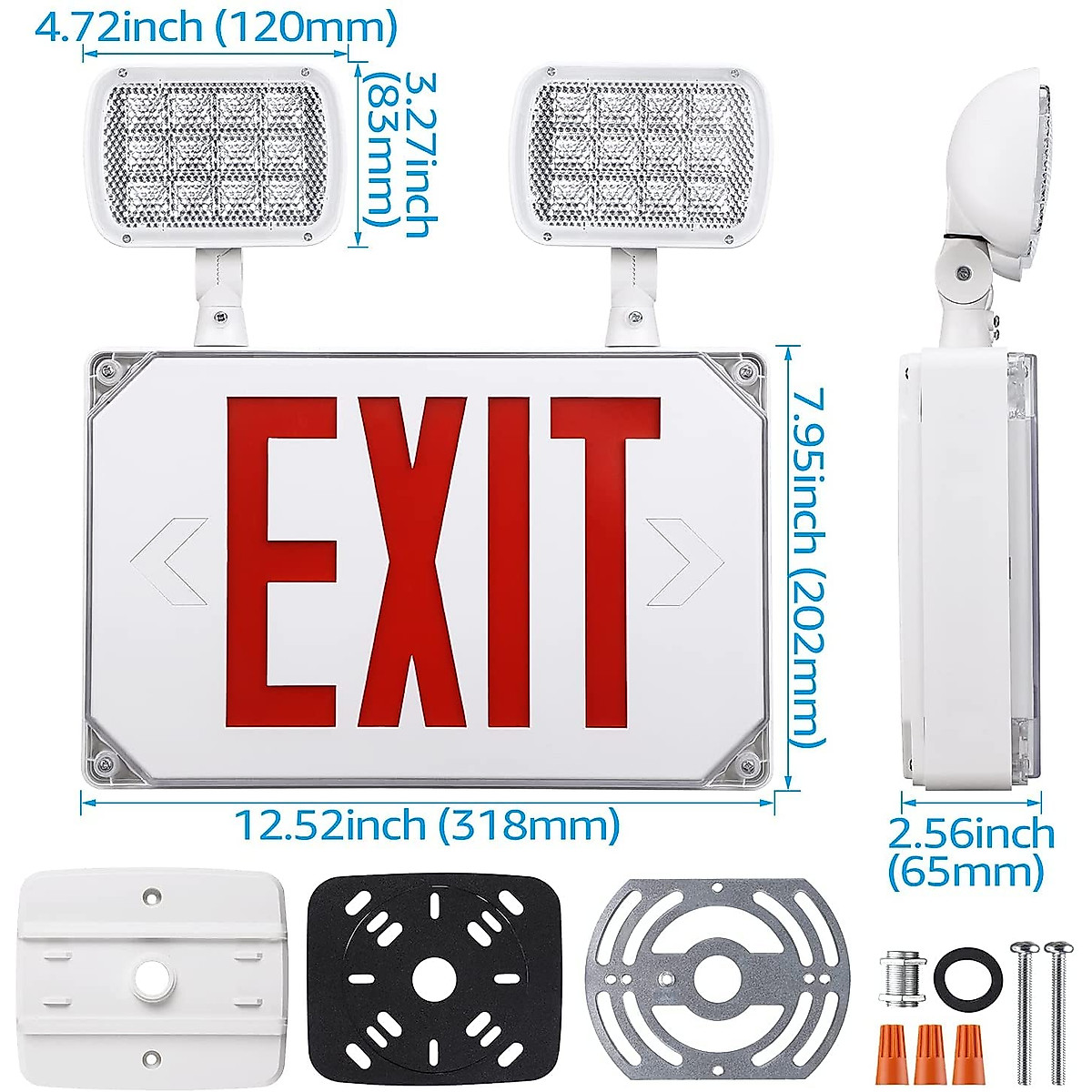 LEONLITE Exit Light Bundle Emergency Light, 1-Pack Wet Location Exit Sign with Emergency Lights, UL Listed, Red & 4-Pack Wet Location Emergency Light with Battery Backup, UL Listed