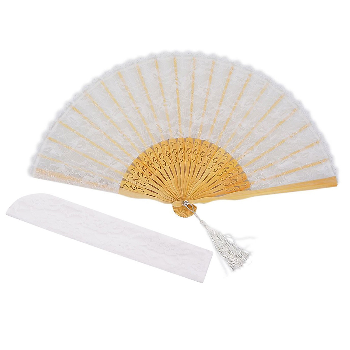 Amajiji Chinese/Japanese Vintage Retro Style Bamboo Wood Silk Folding Hand Fan for women HBSY (23cm) (001)
