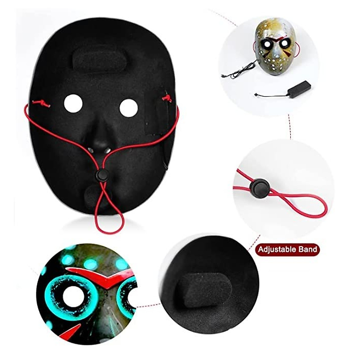 SOUTHSKY LED Mask,M205,Full Face Masks with Luminous Blue Neon Lights for Halloween,Festival,Carnival,Fancy Costume,Cosplay Party