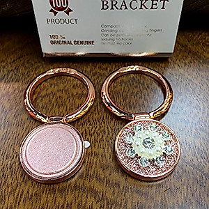 LGD 2 Pack Phone Finger Ring 360° Rotation Phone Grip : Snowflakes Pearl Diamond Style & Dermatoglyph Metal Ring Grip for Magnetic Car Mount Compatible with All Smartphone (Rose Goldfor)