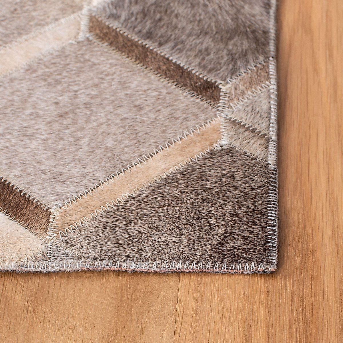 SAFAVIEH Studio Leather Collection 9' x 12' Ivory/Grey STL807A Handmade Mid-Century Modern Leather Living Room Dining Bedroom Area Rug