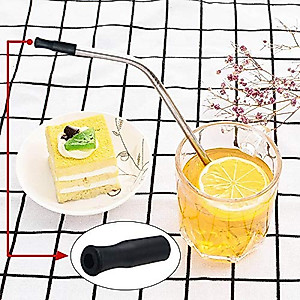 21Pcs Reusable Silicone Straw Tips, Stainless Straw Tips, Black Food Grade Straws Tips Covers Fit for 6mm Wide Stainless Steel Straws And Glass Straws