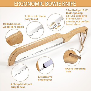 DVIIDO Bread Knife for Homemade Bread, 16" Sourdough Bread Knife Easy to Cutting Premium Stainless Steel Serrated Bread Cutter for Sourdough Bread Baguettes and More