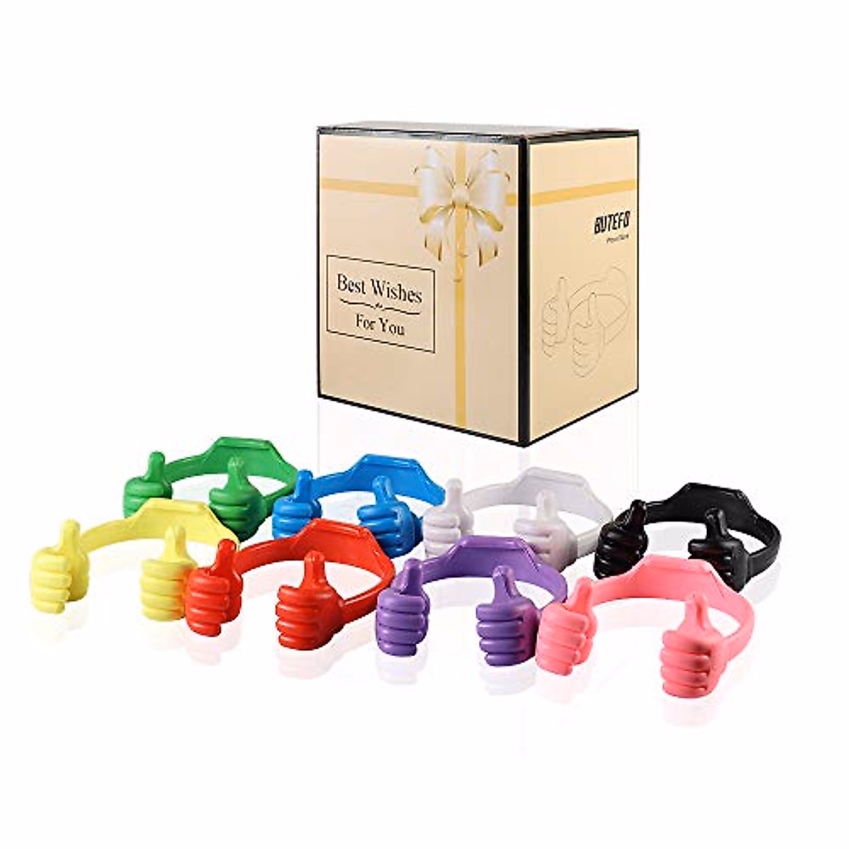 BUTEFO 8 Pack Thumbs up Cell Phone Holder, Adjustable Silicone Tablet Stand, Multi Colors Portable Desktop Stands Compatible for Smart Phones iPhone iPad Mini Huawei Samsung Galaxy