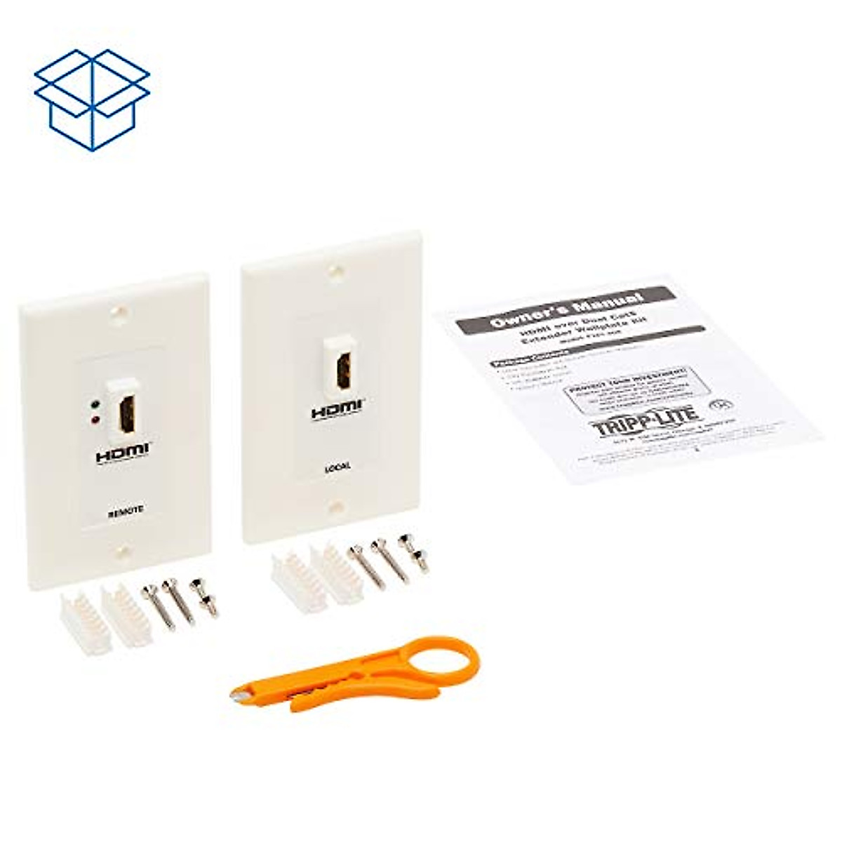 Tripp Lite HDMI over Dual Cat5/Cat6 Extender Wall Plate Kit with Transmitter and Receiver, TAA, 3 Year Warranty (P167-000),Multicolor