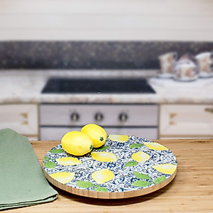 Boston Warehouse Blue and White Lemons Lazy Susan, 12 inch